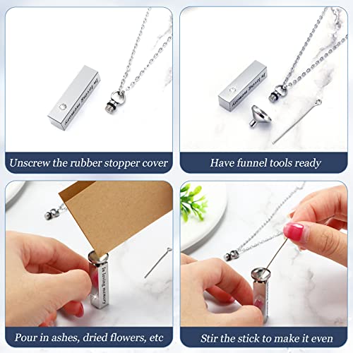 Urn Necklace for Ashes for Men and Women Cremation Jewelry for Ashes Stainless Steel Small Keepsake Pendant for Human Ashes (Black, Sliver, 12)