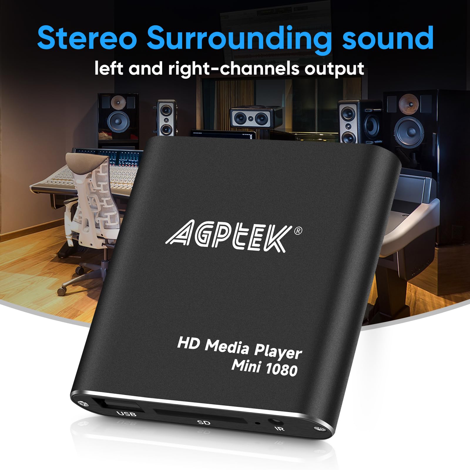 HDMI Media Player with One More Remote Control, Black Mini 1080p Full-HD Ultra HDMI Digital Media Player for -MKV/RM- HDD USB Drives and SD Cards