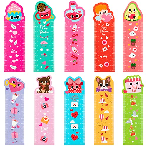 50 Pieces Valentine's Day Bookmark Valentines Day Markers Fun Book Marks Valentines Day Page Clips Bookmarks Happy Valentine's Day Gifts for Kids Classroom Supplies Party Favors, 10 Designs
