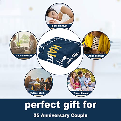 25th Wedding Anniversary Blanket Gifts for Couple, 25th Silver Anniversary Wedding Gifts, 25th Year Anniversary, 25th Anniversary Throw Blanket Gifts Ideas for Wife Husband Him Her 60"x50"