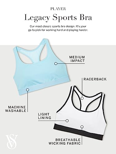 Victoria's Secret Player Medium Impact Sports Bra, Racerback Bras for Women, Black (M)