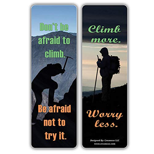 Creanoso Inspiring Rock Climbing Sayings (12-Pack) – Six Assorted Quality Bookmarker Cards Bulk Set – Premium Gift for Climbers, Professionals, Men & Women, Adults – Adventure Giveaway Ideas