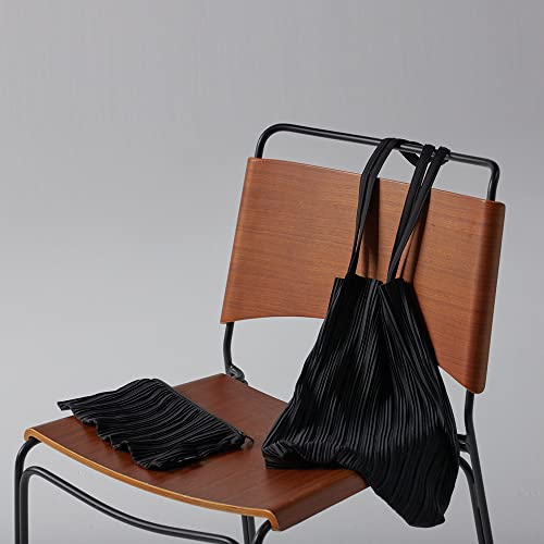 BLUEORB Each Bag Casual Washable Pleats Women's Versatile 100% Recycled Polyester Daily Shoulder Bag Tote Hobo Pouch Set (Beyond Black)
