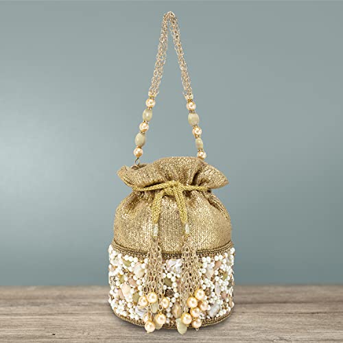 Aheli Indian Potli Bags for Women Evening Bag Clutch Ethnic Bride Purse with Drawstring (P19G)