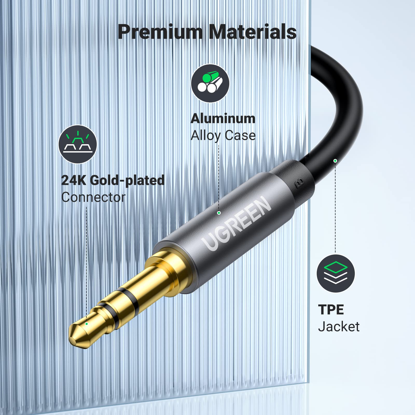 UGREEN Headphone Extension Cable 3.5mm Extension Gold Plated Aux Cable Audio Stereo Jack Male to Female TRS Cord Extender Compatible with iPhone iPad Phones Tablets Media Players, 6.6FT