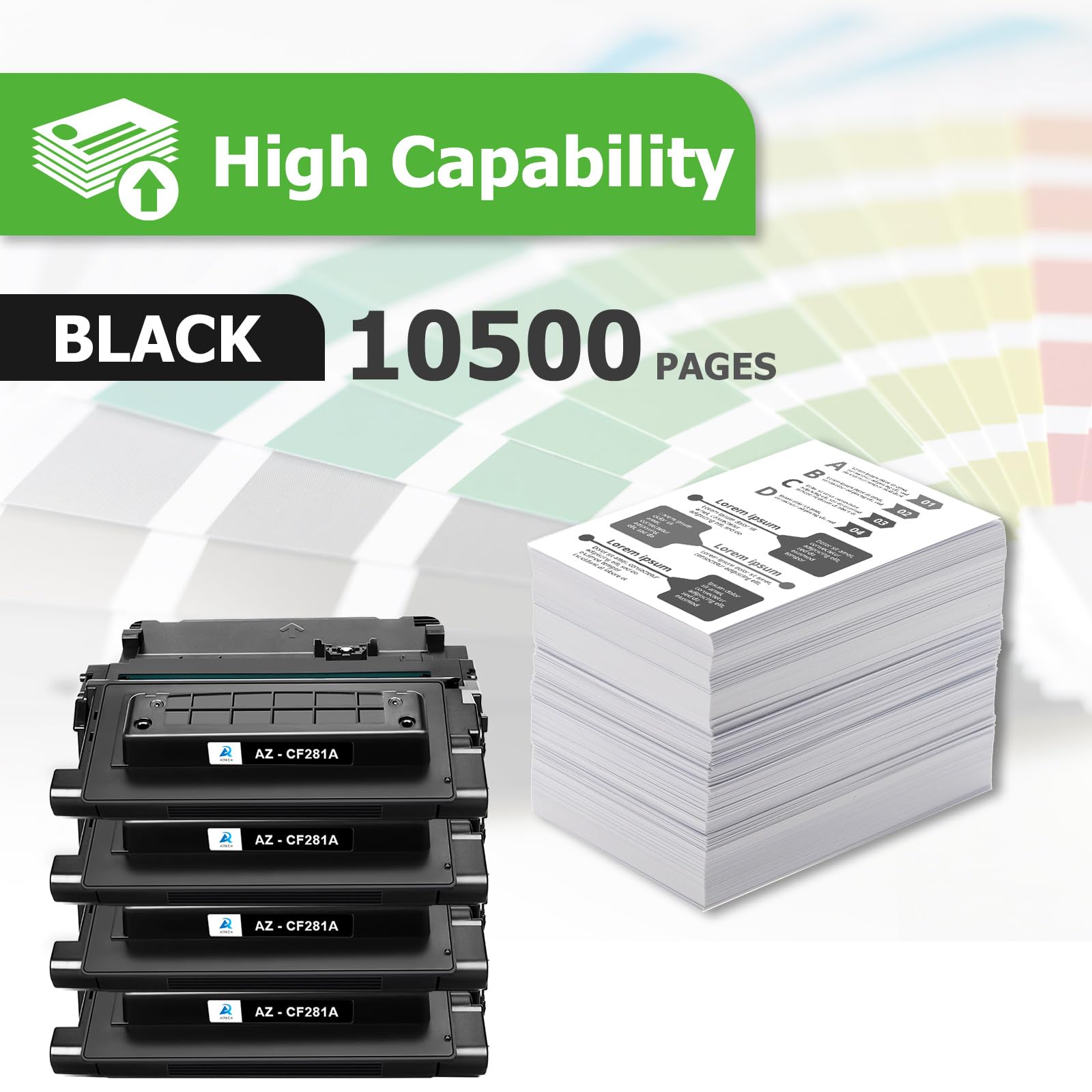 Aztech Compatible Toner Cartridge Replacement for HP 81A CF281A 81X CF281X Enterprise MFP M605 M604 Toner M604N M604DN M605N M605DN M605X M630 M606 M630h M630dn M630z Printer (Black, 4-Pack)