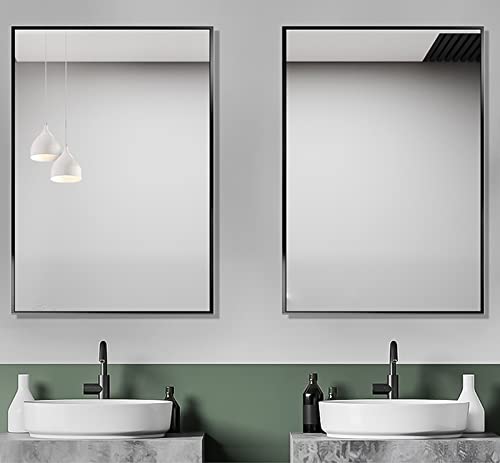 KIMREAL Bathroom Mirror 30x40 Inch, Black Frame Mirror 30"x40", Rectangle Wall Mounted Mirror, Metal Framed Vanity Mirror for Wall 30 by 40, Modern Mirror Hangs Horizontal Or Vertical