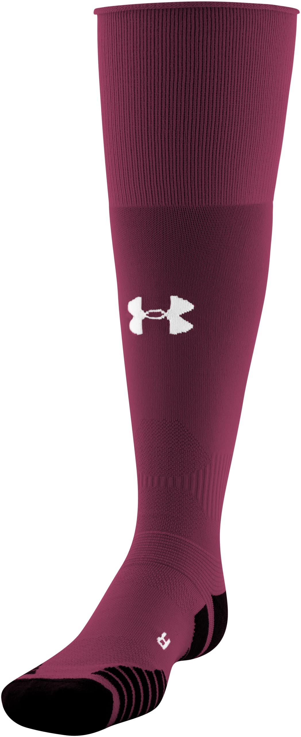 Under Armour Adult Soccer Over-The-Calf Socks, 1-Pair, Maroon/Black/White, Large