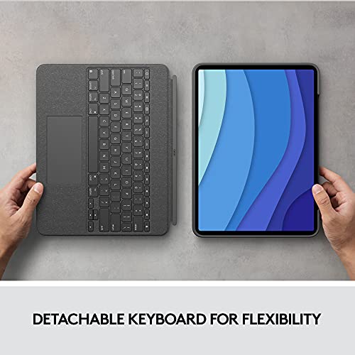 Logitech Combo Touch iPad Pro 12.9-inch (5th, 6th gen - 2021, 2022) Keyboard Case - Detachable Backlit Keyboard with Kickstand, Click-Anywhere Trackpad, Smart Connector - Oxford Gray; USA Layout