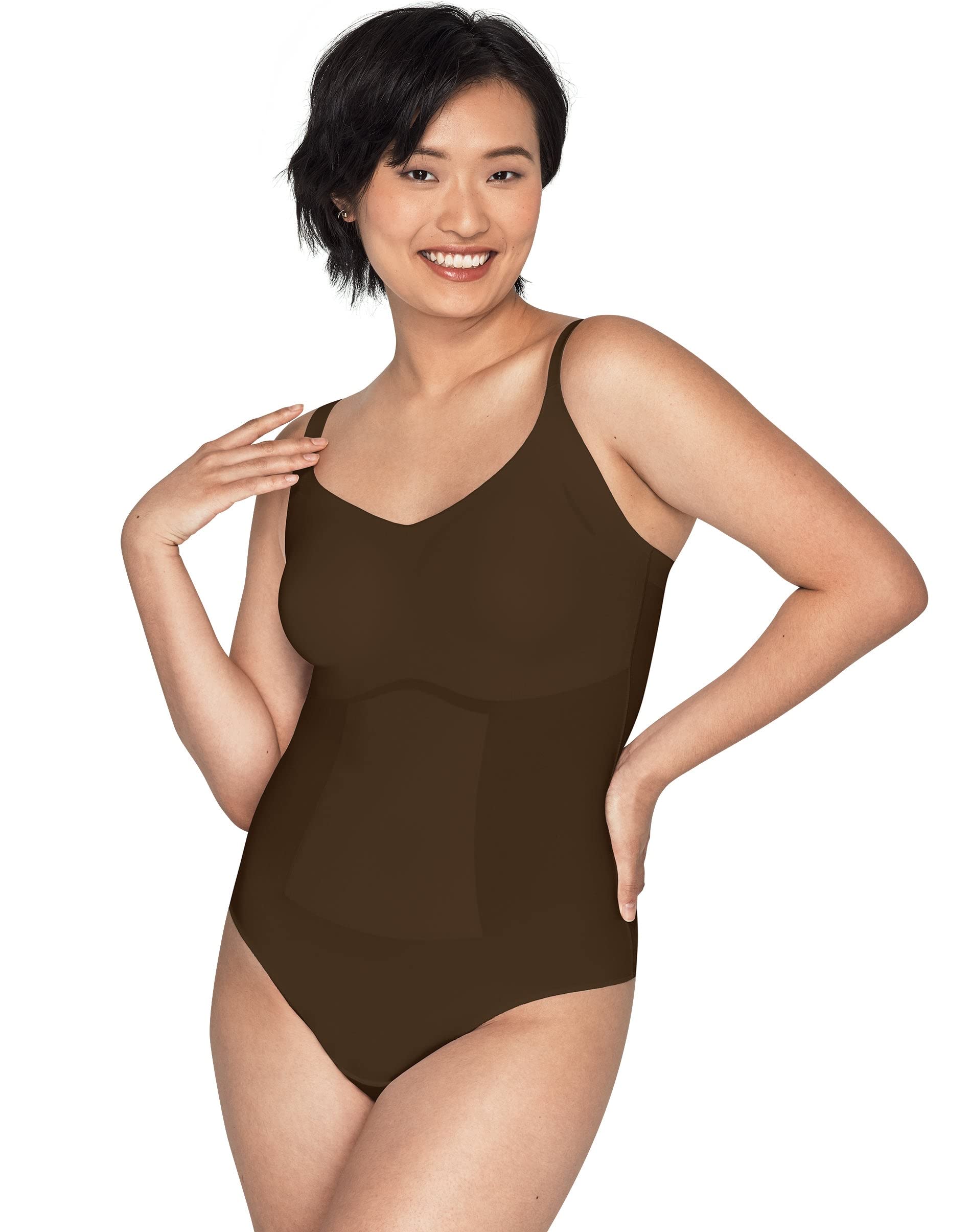 Maidenform Power Players Shapewear, Smoothing, Shaping Wireless Thong Bodysuit with Cool Comfort, Firm Holding Power, Bronze, XX-Large