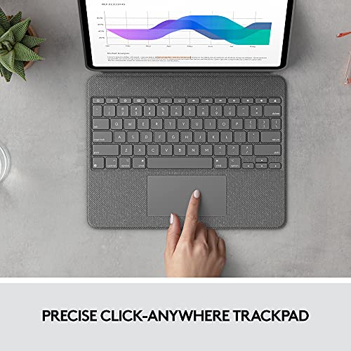 Logitech Combo Touch iPad Pro 12.9-inch (5th, 6th gen - 2021, 2022) Keyboard Case - Detachable Backlit Keyboard with Kickstand, Click-Anywhere Trackpad, Smart Connector - Oxford Gray; USA Layout