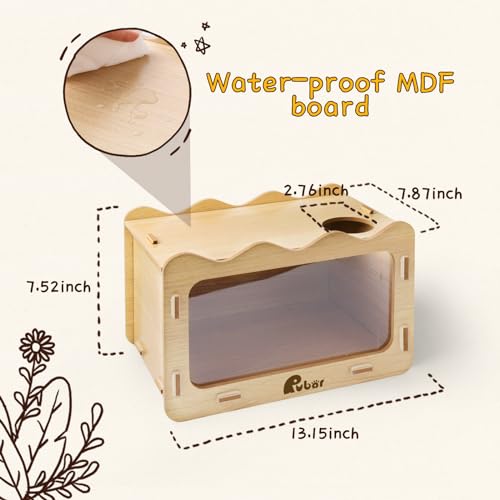Rubor Hamster Digging Box Syrian Visible Hideout and Exploration House with Acrylic Transparent Board for Dwarf Gerbils Mice Degus or Other Small Pets