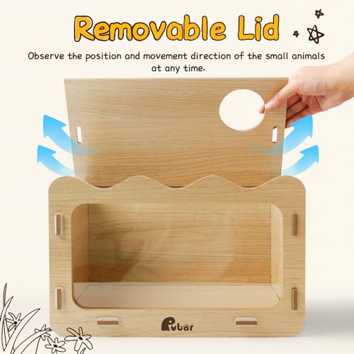 Rubor Hamster Digging Box Syrian Visible Hideout and Exploration House with Acrylic Transparent Board for Dwarf Gerbils Mice Degus or Other Small Pets
