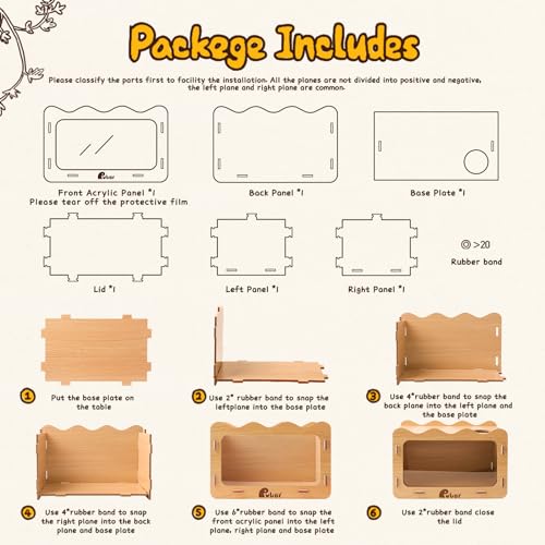 Rubor Hamster Digging Box Syrian Visible Hideout and Exploration House with Acrylic Transparent Board for Dwarf Gerbils Mice Degus or Other Small Pets