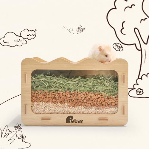 Rubor Hamster Digging Box Syrian Visible Hideout and Exploration House with Acrylic Transparent Board for Dwarf Gerbils Mice Degus or Other Small Pets