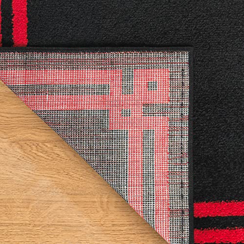 Antep Rugs Bordered 5x7 Modern Geometric Indoor Area Rug Amg111 (Black, 5'3" x 7')
