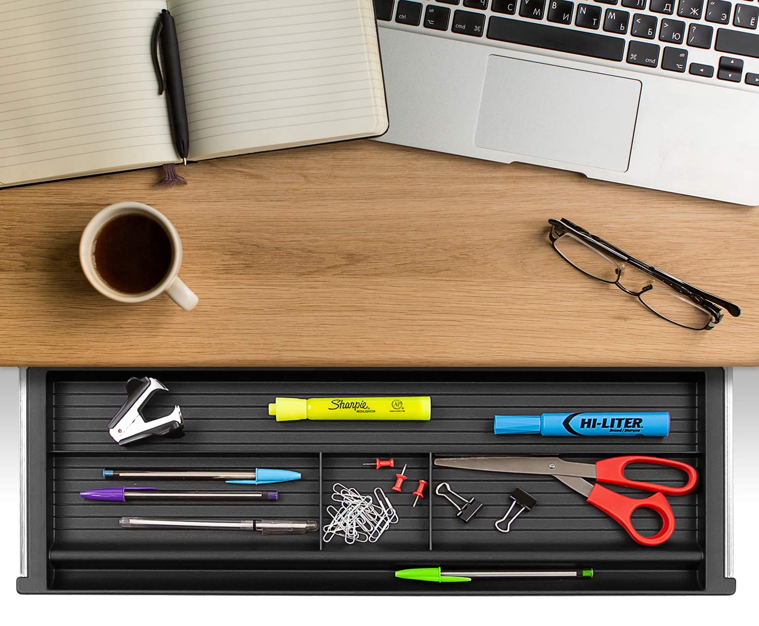 Mount-It! Under Desk Pencil Drawer - Slide Out Under Desk Tray for Storage of Pen, Pencil and Other Office Essentials, 21.2 Inch Wide, Black