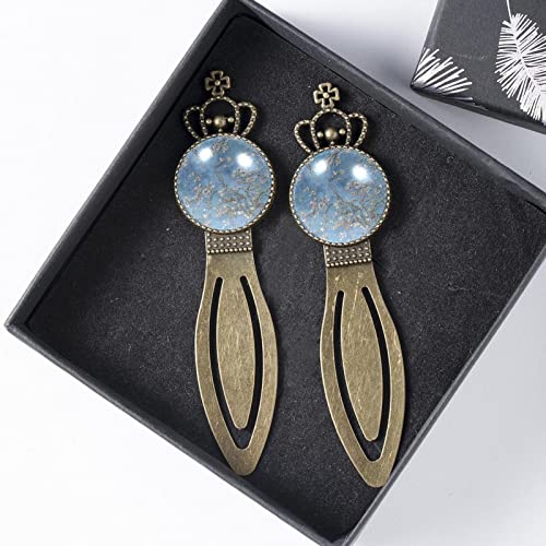 2 Packs Vintage Crown Bookmarks for Women Men Kids Book Lover Student, Almond Blossoms Stainless Steel Reading Page Insert