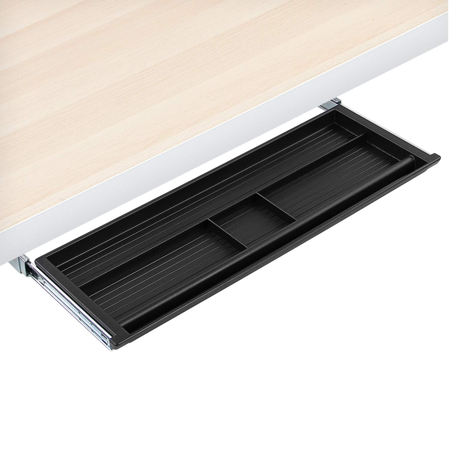 Mount-It! Under Desk Pencil Drawer - Slide Out Under Desk Tray for Storage of Pen, Pencil and Other Office Essentials, 21.2 Inch Wide, Black