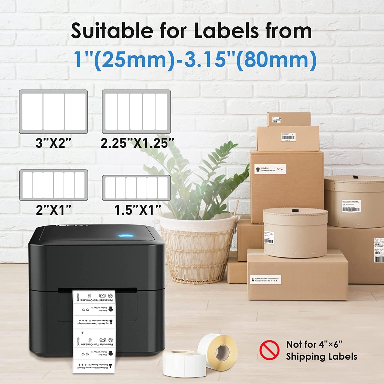iDPRT Bluetooth Thermal Label Printer Super Quick Address Label Printer, 1"-3.15" Width Wireless Label Maker with APP for Barcode, Address, Mailing etc, Support Windows, Mac, iOS& Android