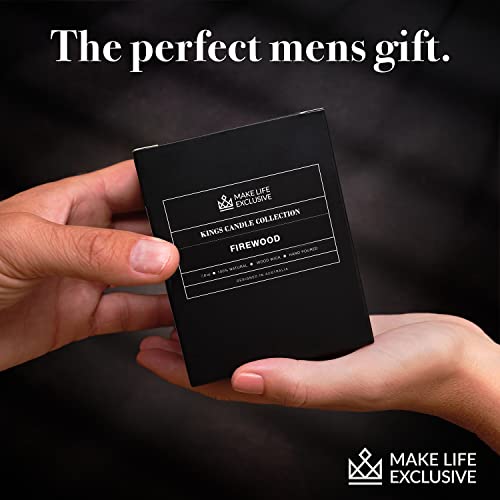 Scented Candles for Men | Firewood & Campfire Scented| Wood Wick, Long Lasting, Masculine Scents | Natural Soy Jar Candle for Home, Mancave & Bachelor Pad | The Perfect Mens Gift.