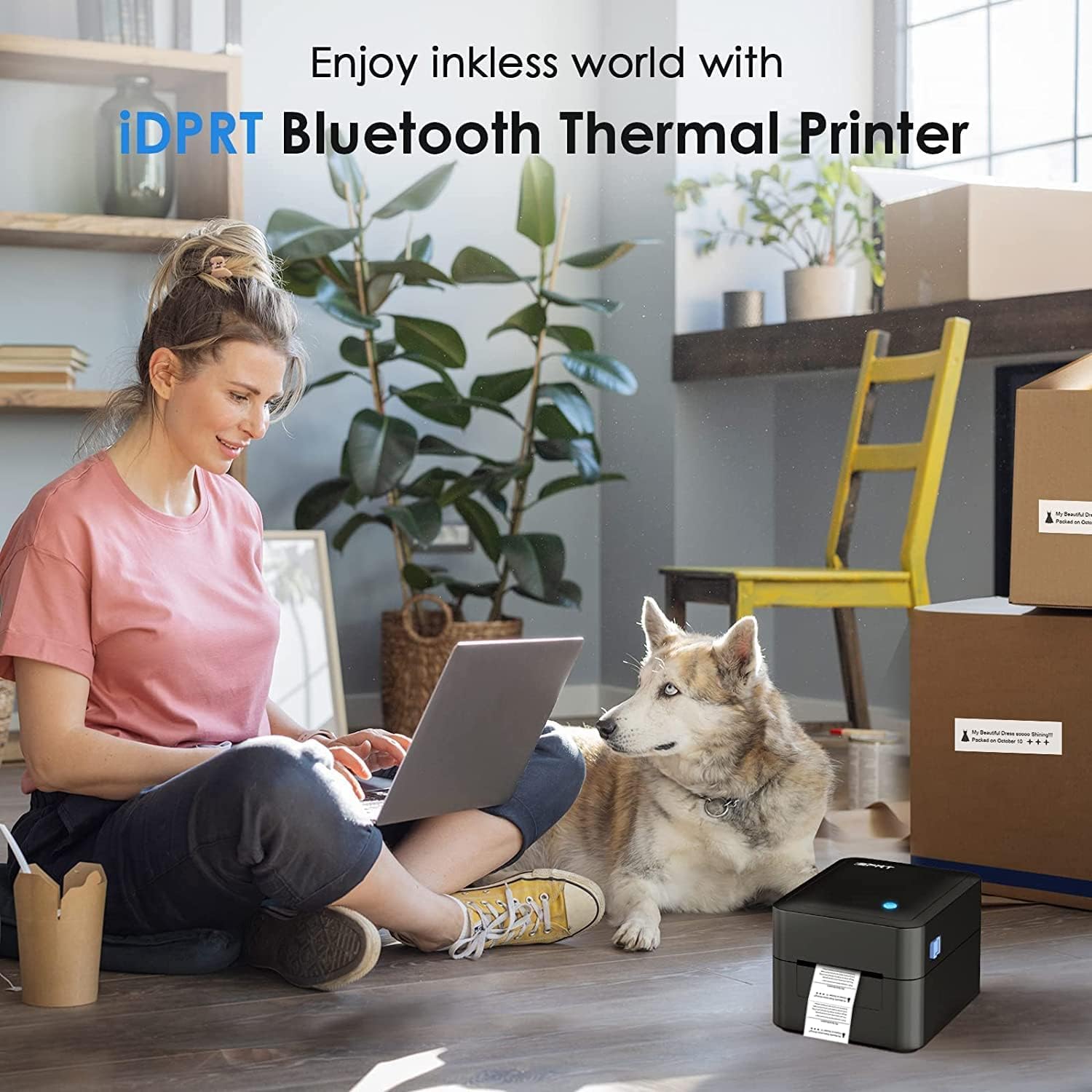 iDPRT Bluetooth Thermal Label Printer Super Quick Address Label Printer, 1"-3.15" Width Wireless Label Maker with APP for Barcode, Address, Mailing etc, Support Windows, Mac, iOS& Android