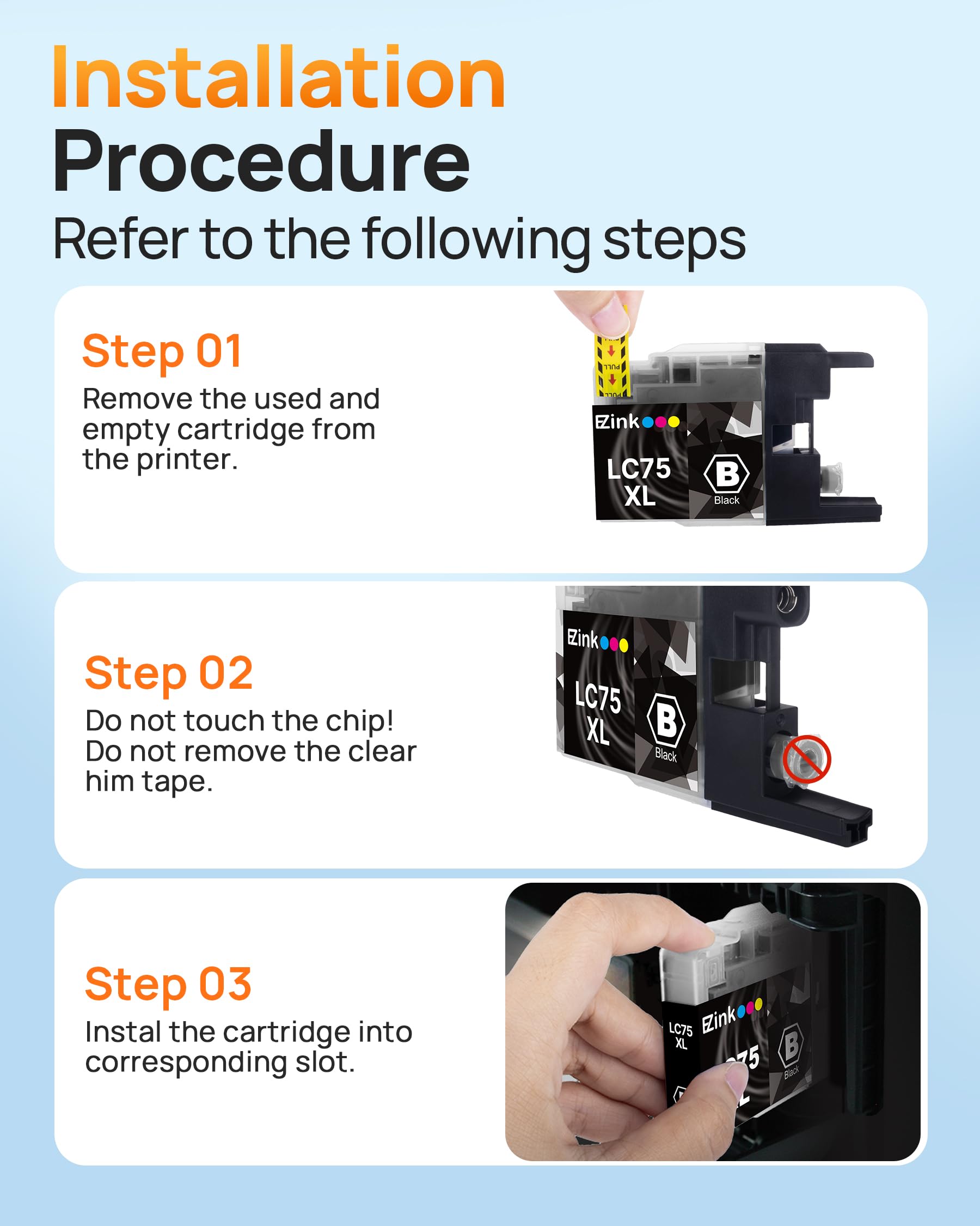 E-Z Ink (TM Compatible Ink Cartridge Replacement for Brother LC-75 XL LC75 XL LC-71 XL LC71XL High Yield Compatible with MFC-J6510DW MFC-J6710DW MFC-J6910DW MFC-J280W MFC-J425W(Black,4 Pack)