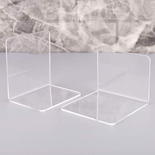 tegongse 2Pcs Book Ends, Clear Acrylic Bookends, Non-Skid Bookend Supports, Book Stopper for Books/Movies/CDs/Video Games