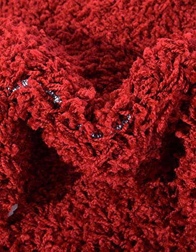 Rugs.com - Über Cozy Solid Shag Collection Rug – 8' x 10' Cherry Red Shag Rug Perfect for Living Rooms, Large Dining Rooms, Open Floorplans