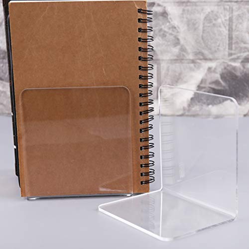 tegongse 2Pcs Book Ends, Clear Acrylic Bookends, Non-Skid Bookend Supports, Book Stopper for Books/Movies/CDs/Video Games