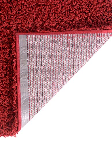 Rugs.com - Über Cozy Solid Shag Collection Rug – 8' x 10' Cherry Red Shag Rug Perfect for Living Rooms, Large Dining Rooms, Open Floorplans