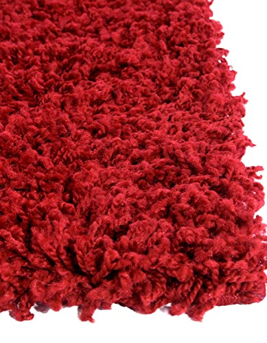 Rugs.com - Über Cozy Solid Shag Collection Rug – 8' x 10' Cherry Red Shag Rug Perfect for Living Rooms, Large Dining Rooms, Open Floorplans