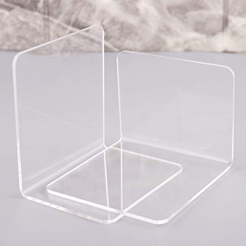 tegongse 2Pcs Book Ends, Clear Acrylic Bookends, Non-Skid Bookend Supports, Book Stopper for Books/Movies/CDs/Video Games