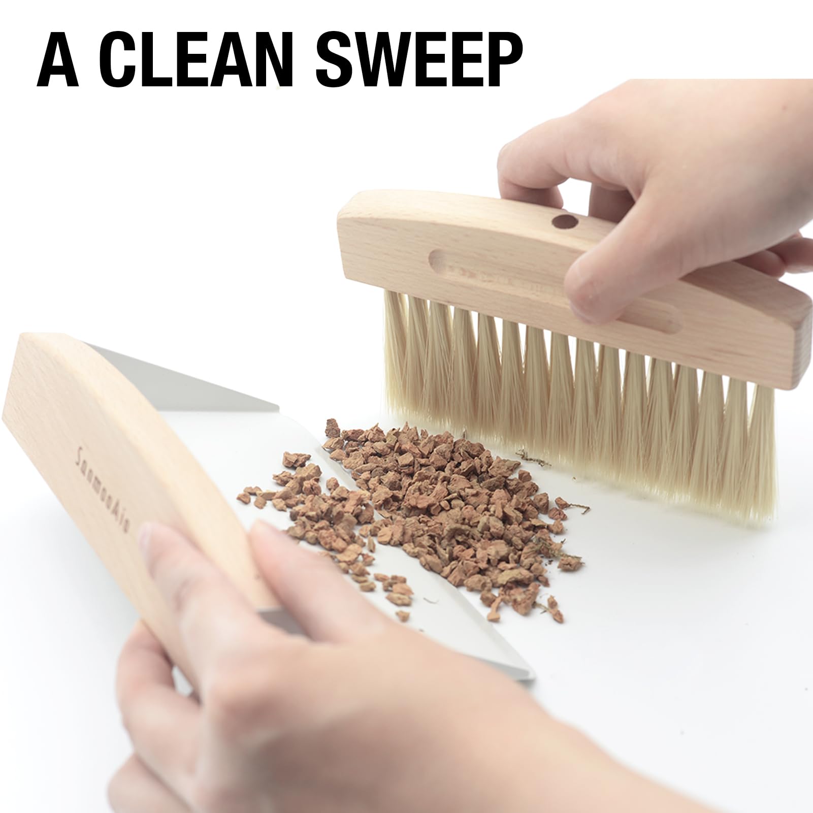 SanmooAio Mini Broom and Dustpan Set,Dust Pan and Brush Set,Small Broom for Cars,Tables,countertop,pet Cages