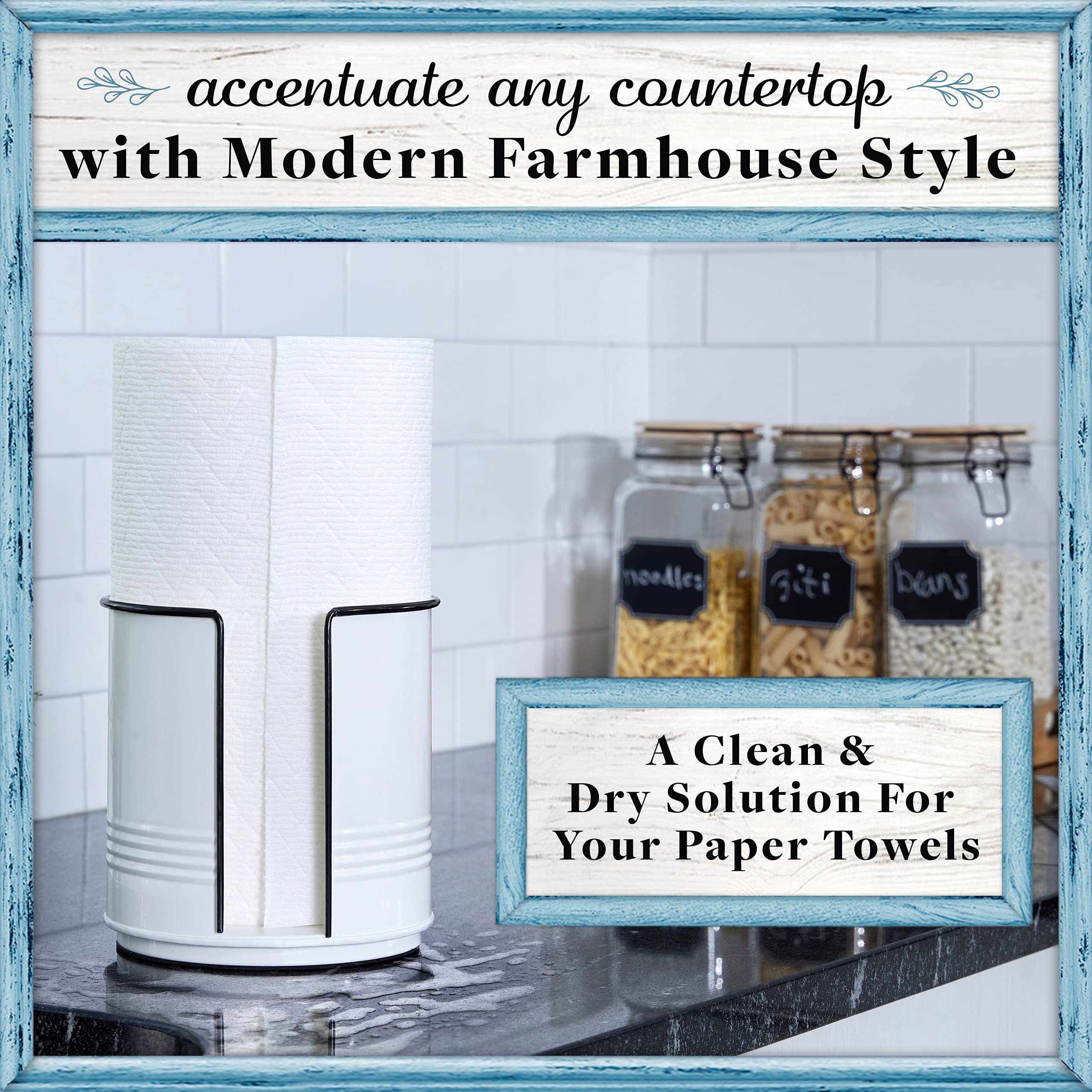 Home Acre Designs Paper Towel Holder - Farmhouse Countertop Dispenser Non-Slip Base for Kitchen & Bathroom