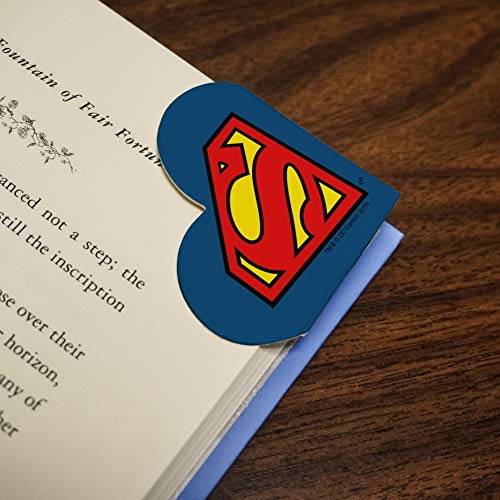 Superman Classic S Shield Logo Heart Faux Leather Bookmark - Set of 2