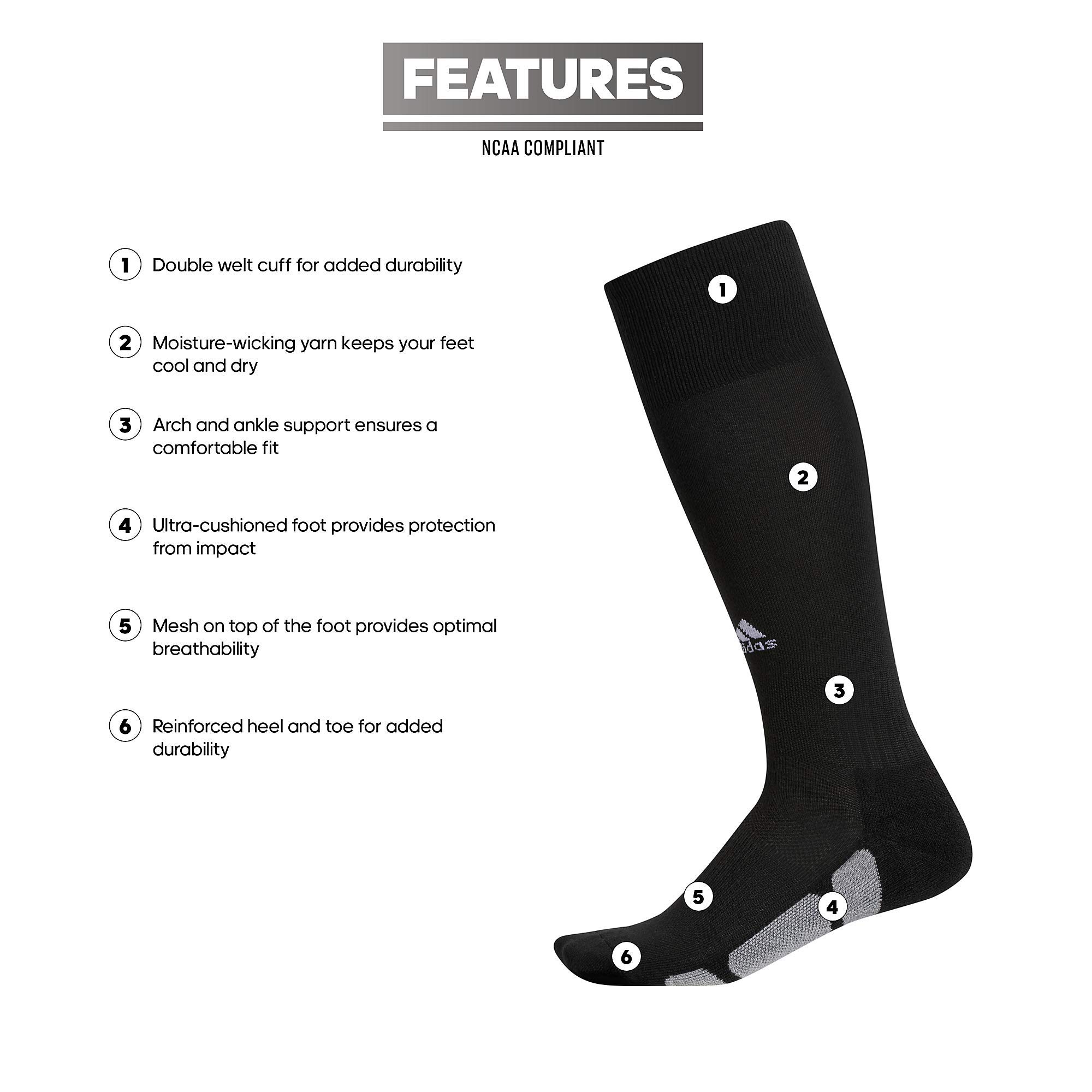 adidas Utility All Sport Over The Calf (OTC) Socks (1-Pair), Black/Light Onix Grey/White, X-Small