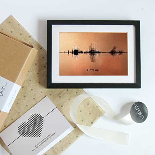 I Love You Soundwave Art, Bronze Visible Voice Print for 8th Wedding Anniversary, Gift, Valentines Day Gift for her or him, Mother's Day Gift