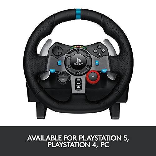 Logitech G29 Driving Force Racing Wheel and Floor Pedals, Real Force Feedback, Stainless Steel Paddle Shifters, Leather Steering Wheel Cover for PS5, PS4, PC, Mac - Black