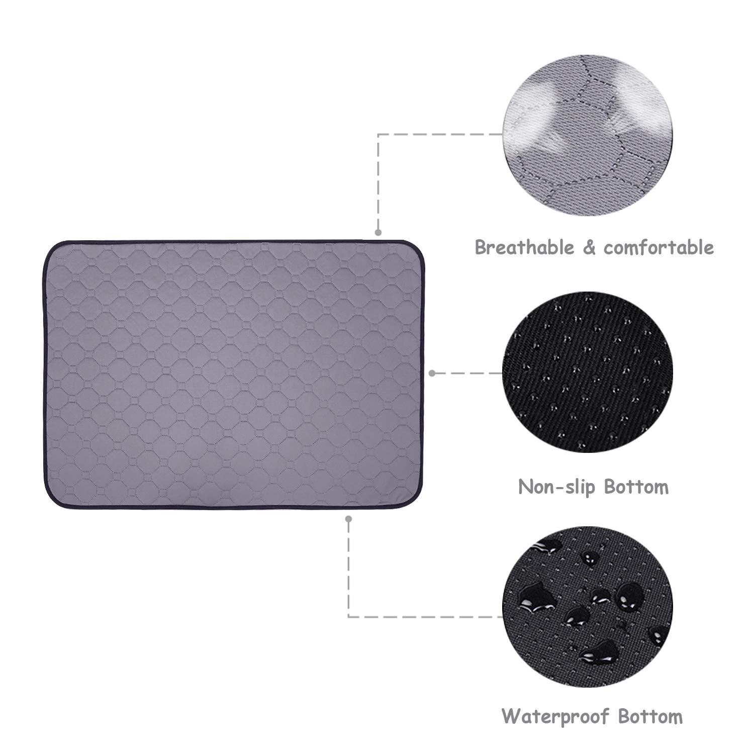 Wontee Guinea Pig Cage Liners Guinea Pig Bedding Washable Guinea Pig Pee Pads Waterproof Reusable for Guinea Pigs Ferrets Hamsters Rabbits (L: 35" x 28")