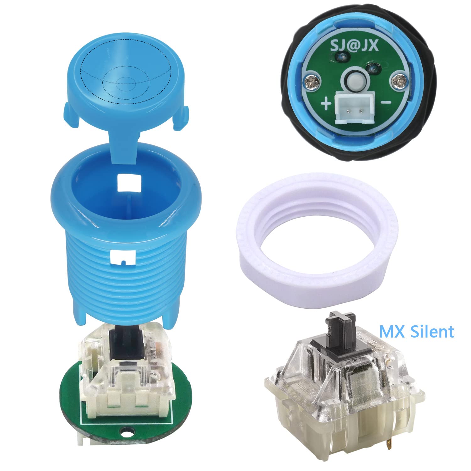 SJ@JX Arcade Game 2 Player Controller DIY Kit Microswitch Recessed Button 4&8 Way Joystick Zero Delay USB Encoder Fighting Stick Handles Console for PC MAME Raspberry Pi Retropie