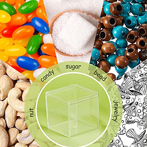 8 Pieces Clear Acrylic Plastic Square Cube Jewelry Box Mini Storage Box Mini Square Containers with Lids Storage Candy Box for Candy Pill and Tiny Jewelry (3.3 x 3.3 x 3.3 Inch)