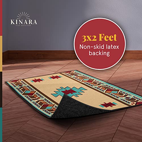 Kinara Carrizo Area Rug – Southwestern Native American Design – Beautiful and Unique Pattern – Fine Weaving and Quality Material for Everyday Use – Non-Skid – 3x2 feet