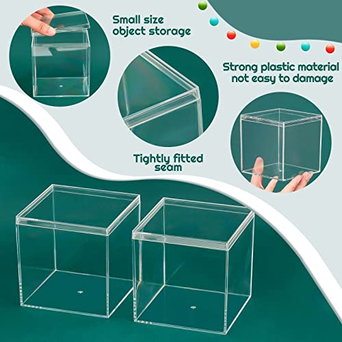 8 Pieces Clear Acrylic Plastic Square Cube Jewelry Box Mini Storage Box Mini Square Containers with Lids Storage Candy Box for Candy Pill and Tiny Jewelry (3.3 x 3.3 x 3.3 Inch)