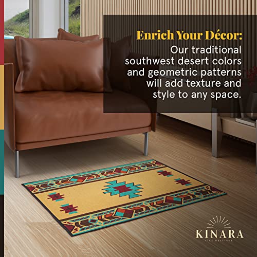 Kinara Carrizo Area Rug – Southwestern Native American Design – Beautiful and Unique Pattern – Fine Weaving and Quality Material for Everyday Use – Non-Skid – 3x2 feet