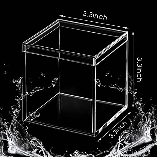 8 Pieces Clear Acrylic Plastic Square Cube Jewelry Box Mini Storage Box Mini Square Containers with Lids Storage Candy Box for Candy Pill and Tiny Jewelry (3.3 x 3.3 x 3.3 Inch)