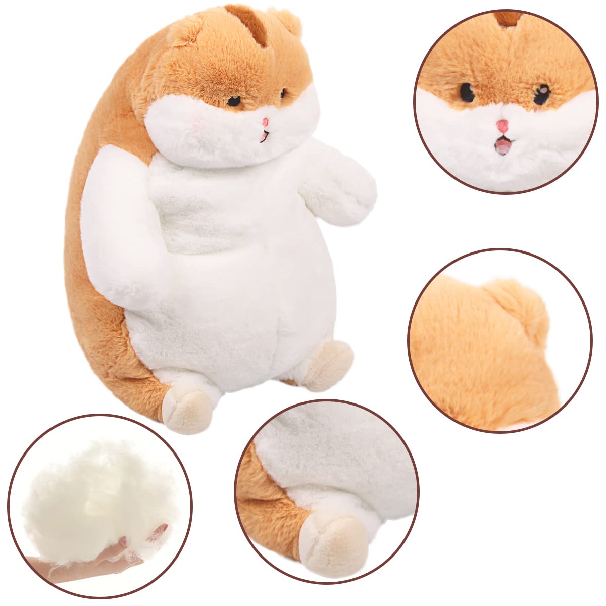 ARELUX Cute Hamster Plush Stuffed Animal Hugging Pillow: Soft Large Sleeping Body Warm Fluffy Pillow for Kids Adorable Chubby Hamster Plushie Toy Creative Gift for Girls Dormitory(17.7in)