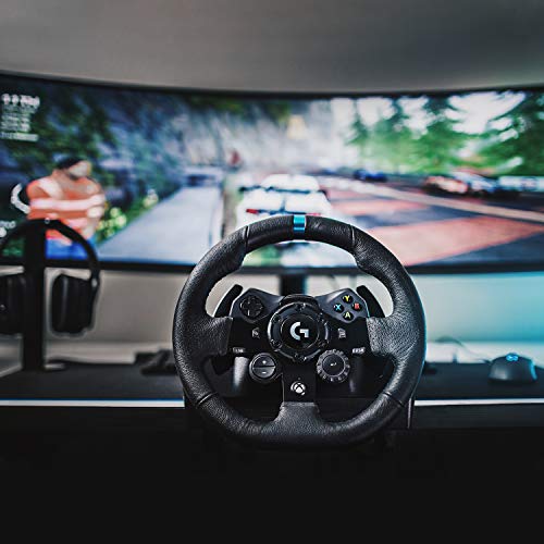 Logitech G923 Racing Wheel and Pedals for Xbox X|S, Xbox One and PC featuring TRUEFORCE up to 1000 Hz Force Feedback, Responsive Pedal, Dual Clutch Launch Control, and Genuine Leather Wheel Cover