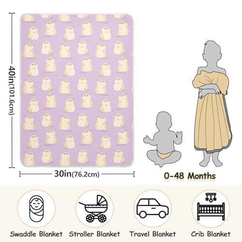Nnamluu 30"X40" Baby Cotton Blanket Cute Hamster Nursery Blankets for Infants Receiving Blanket Swaddle Blanket Violet