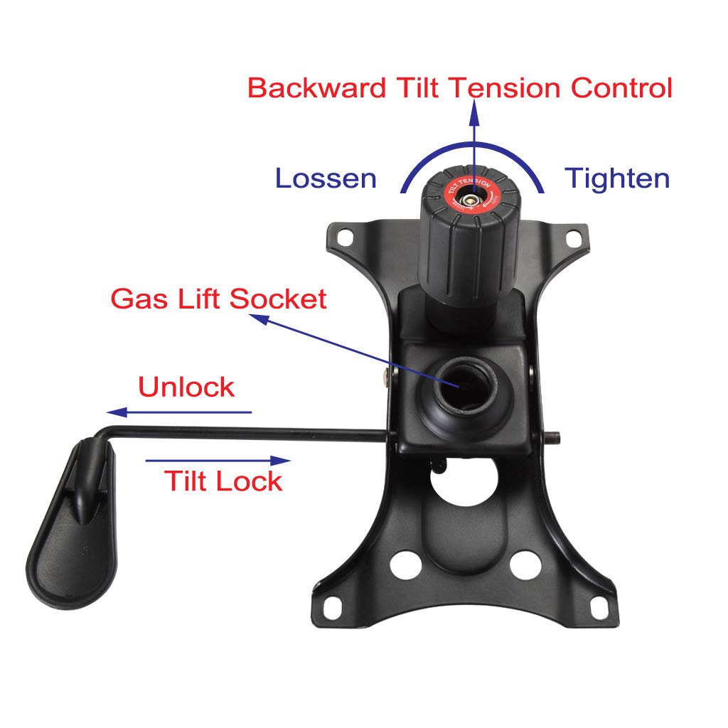 Skelang Tilt Control Mechanism Replacement, Office Chair Tilt Base Control Lift Mechanism, Swivel Base Plate Control Seat Mechanism, Mounting Hole Dimension: 10.2"×6"(L×W)